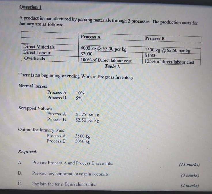 Solved A product is manufactured by passing materials | Chegg.com