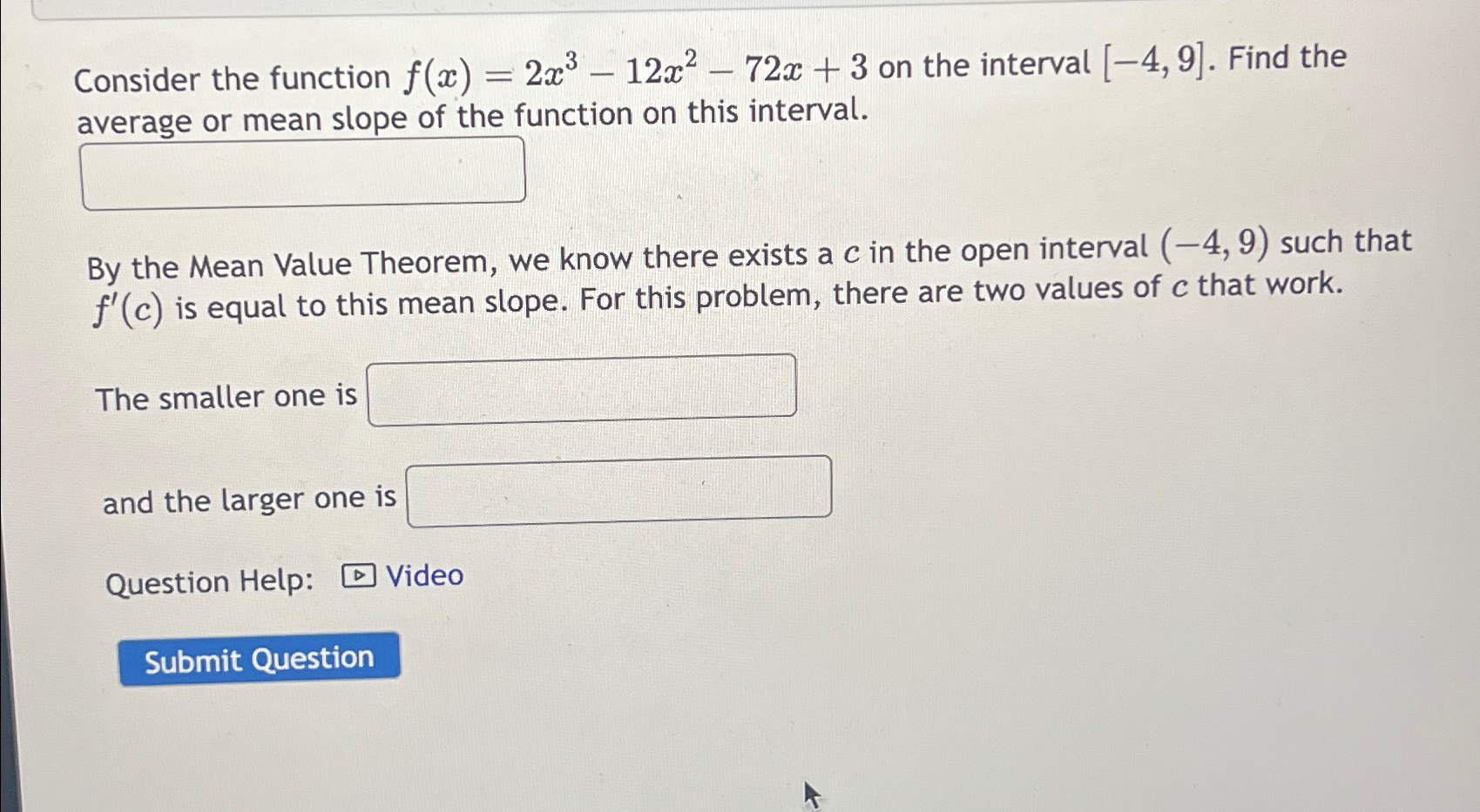 Solved Consider the function f(x)=2x3-12x2-72x+3 ﻿on the | Chegg.com