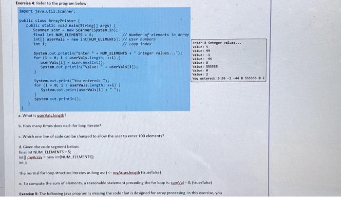 Solved Exercise 1: Given: int [] years Aur = new int [4]; | Chegg.com
