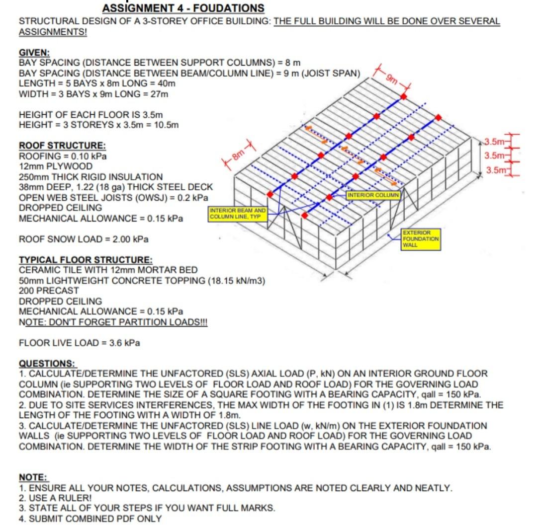 Solved ASSIGNMENT 4 - FOUDATIONS STRUCTURAL DESIGN OF A | Chegg.com