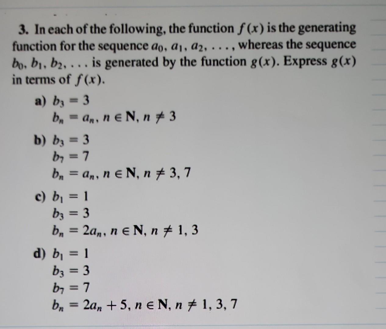 Solved 3. In each of the following, the function f(x) is the | Chegg.com