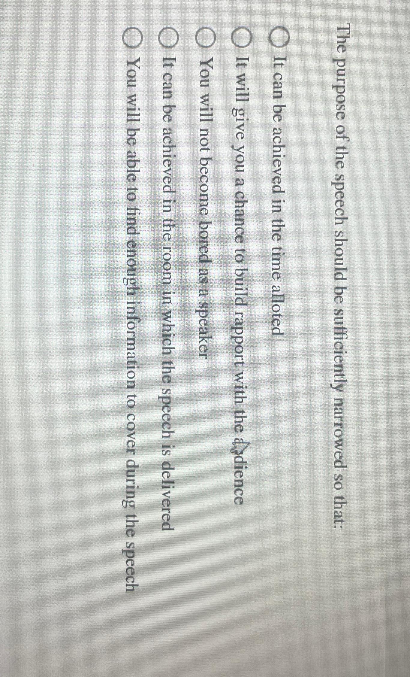 Solved The purpose of the speech should be sufficiently | Chegg.com