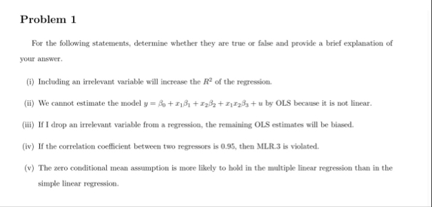 Solved Problem 1For the following statements, determine | Chegg.com