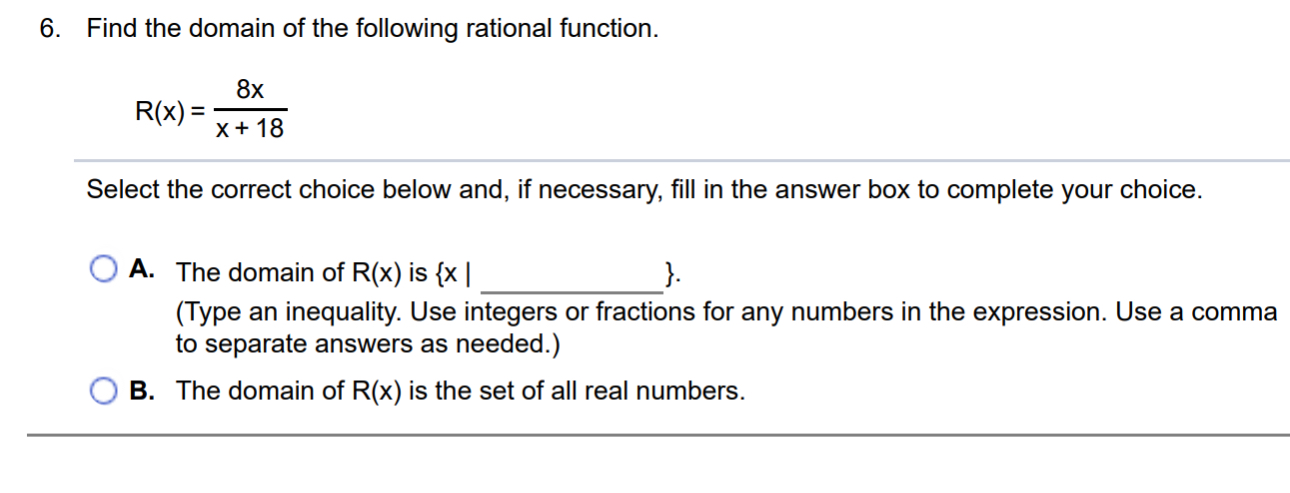 Solved Find the domain of the following rational | Chegg.com