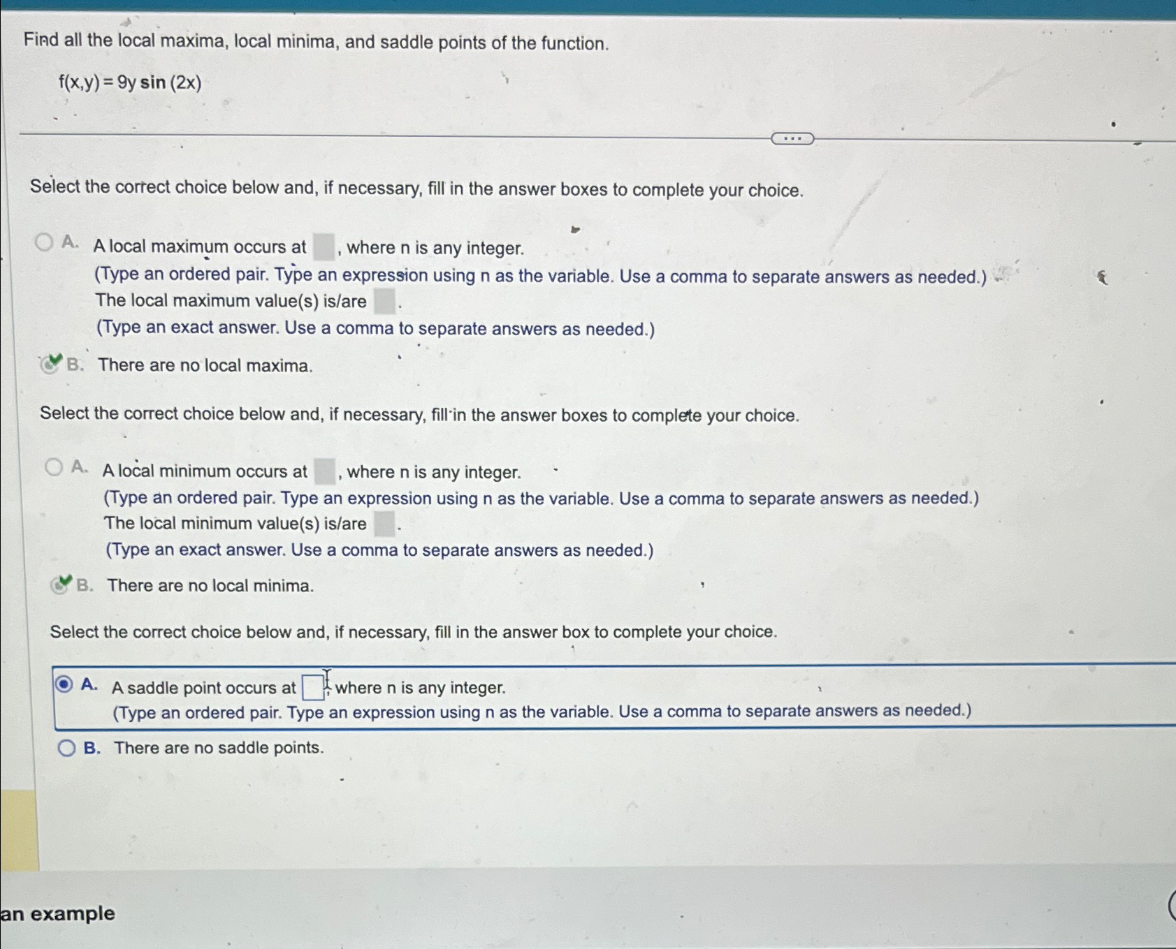 Solved Find all the local maxima, local minima, and saddle | Chegg.com
