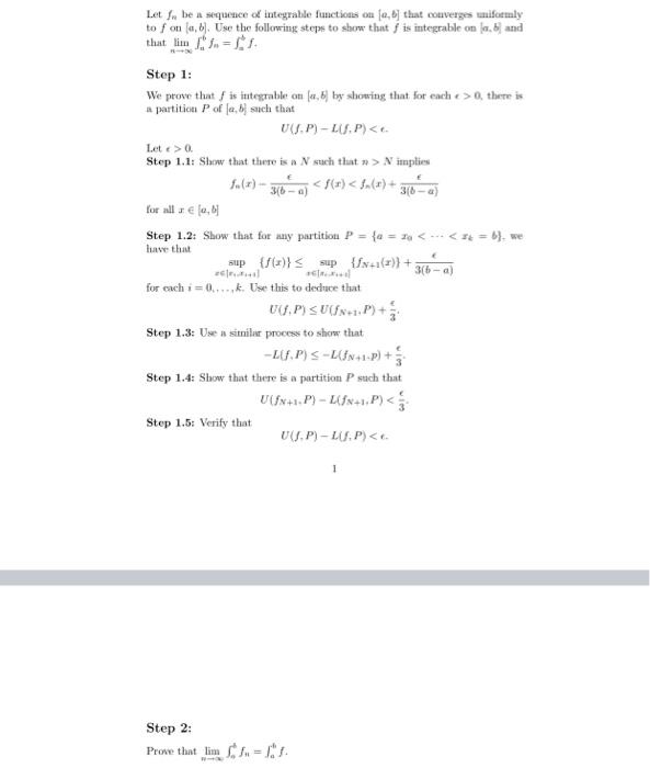 Let fn be a sequence of integrable functions ou [a,b] | Chegg.com