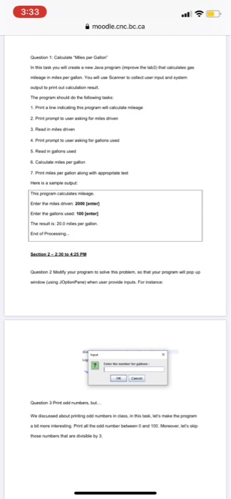 Solved 3:33 moodle.cnc.bc.ca Question 1: Calculate "Miles | Chegg.com