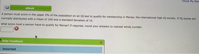 Solved Check My Wor eBook A person must score in the upper | Chegg.com