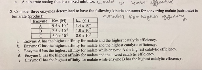 Solved e. A substrate analog that is a mixed inhibitor. | Chegg.com