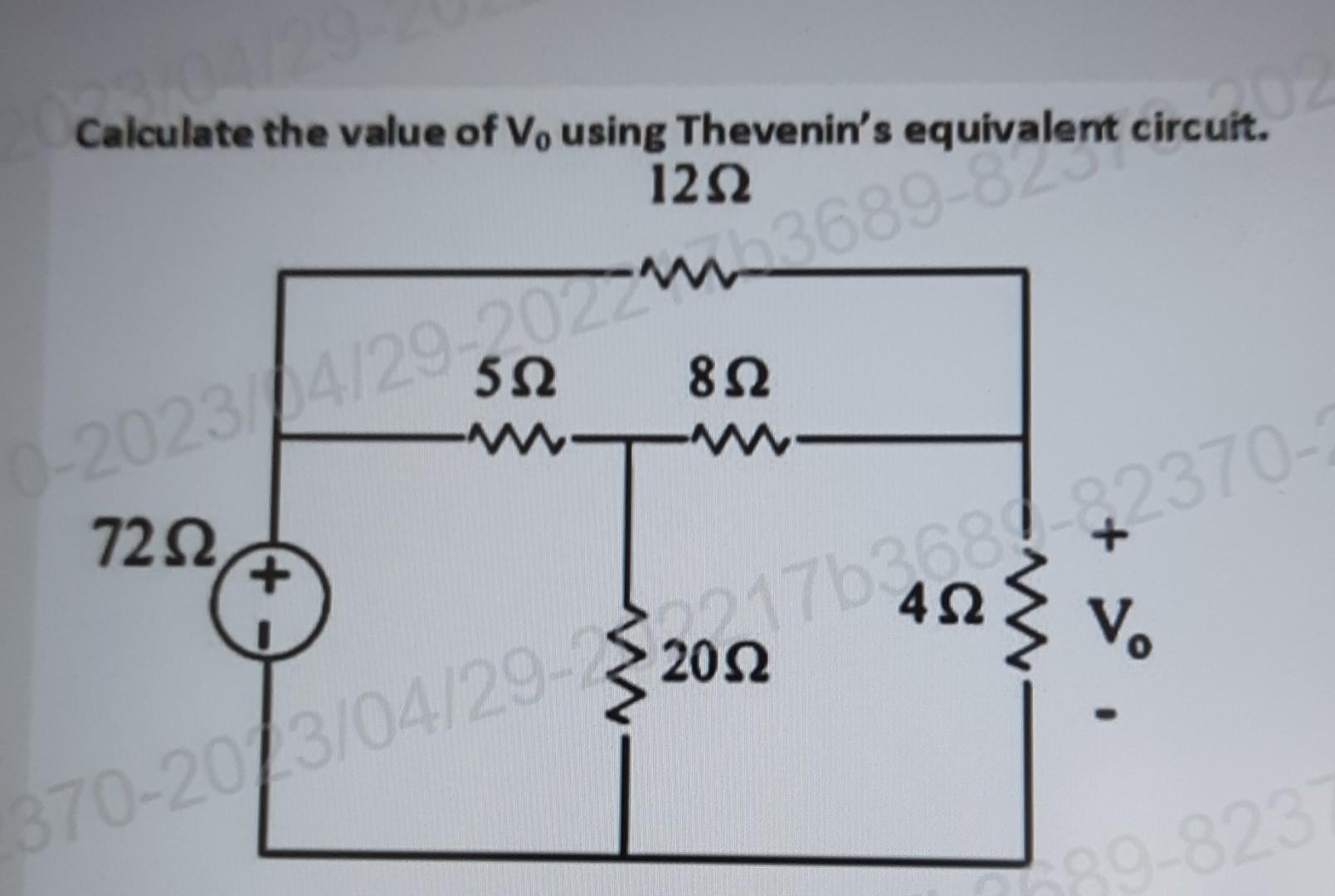Solved Calculate the value of V0 using Thevenin's equivalent | Chegg.com