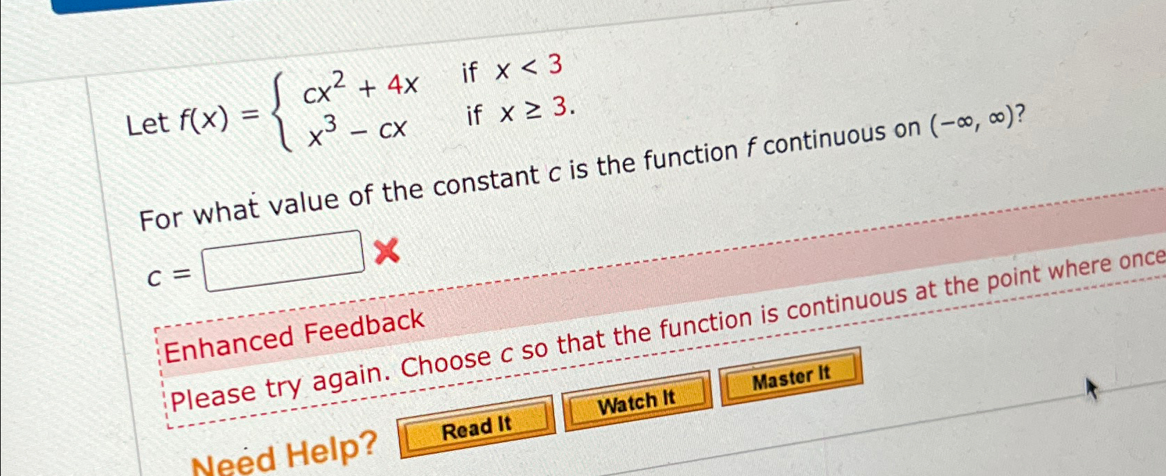 Solved Let f(x)={cx2+4x if x