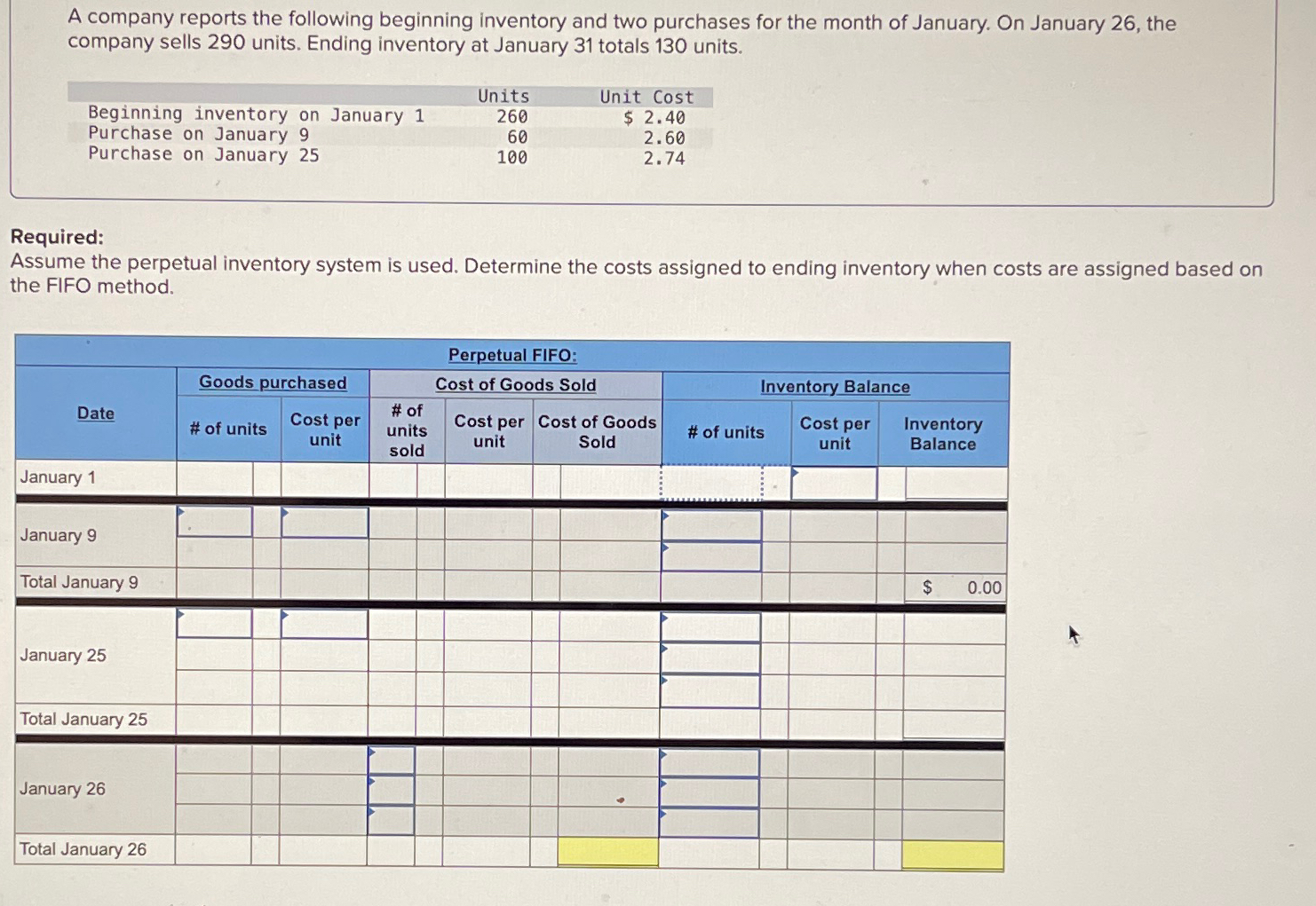 Solved A company reports the following beginning inventory | Chegg.com