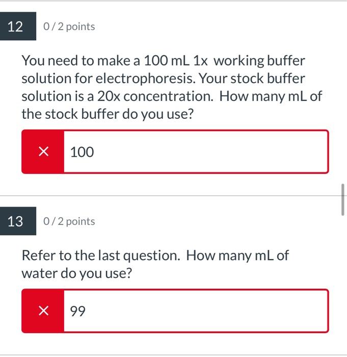 Solved You need to make a 100 mL1 x working buffer solution | Chegg.com