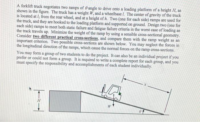 Solved A forklift truck negotiates two ramps of 6 angle to | Chegg.com