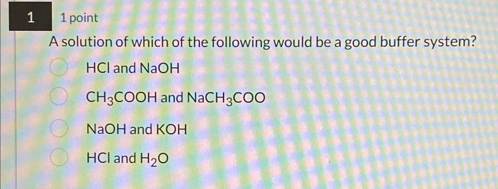 Solved 11 ﻿pointA solution of which of the following would | Chegg.com