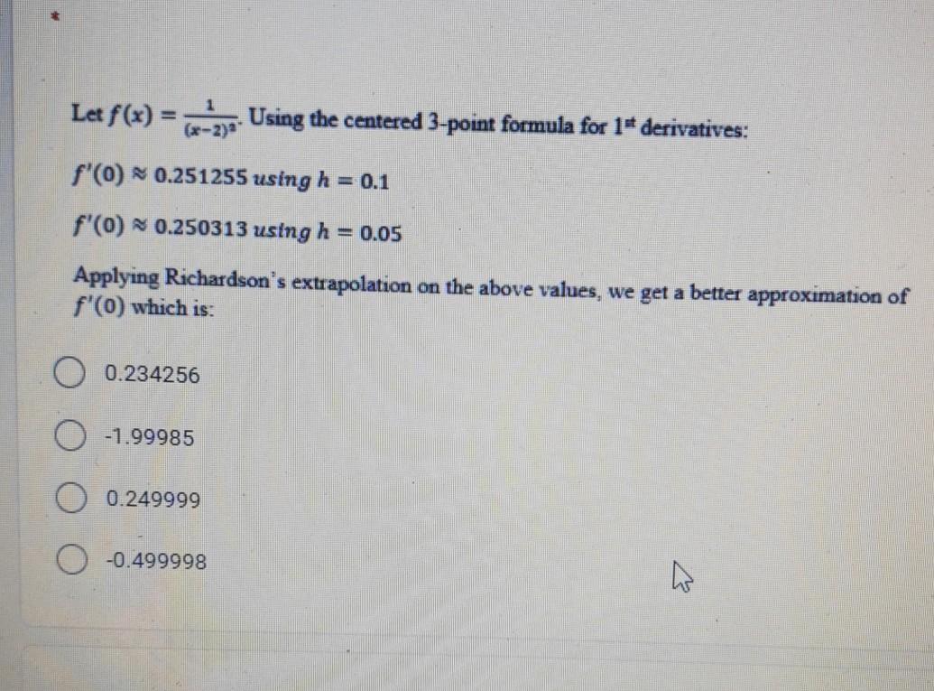 Solved Let f(x) = 6-23Using the centered 3-point formula for | Chegg.com
