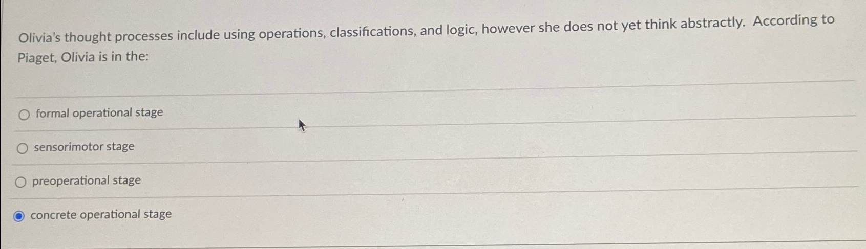 Solved Olivia's thought processes include using operations, | Chegg.com
