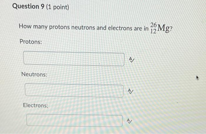 Solved Question 9 (1 point) How many protons neutrons and | Chegg.com