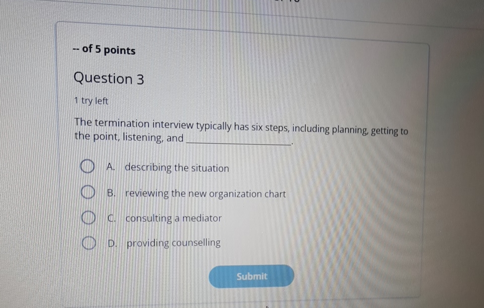 Solved of 5 ﻿pointsQuestion 31 ﻿try leftThe termination | Chegg.com