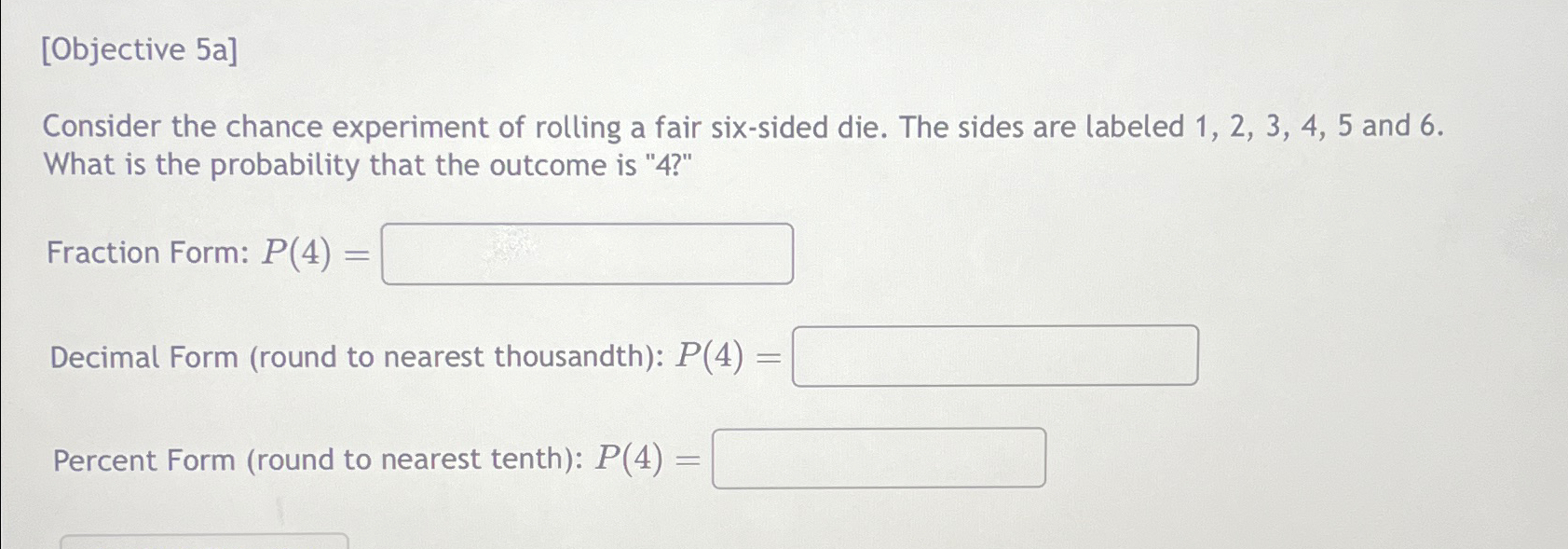 Solved [Objective 5a]Consider the chance experiment of | Chegg.com