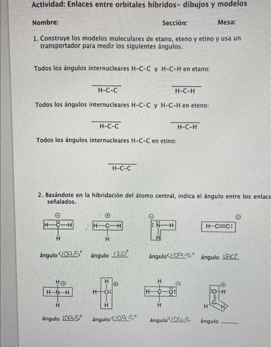1. Construye los modelos moleculares de etano, eteno | Chegg.com
