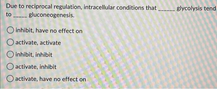 Solved Due to reciprocal regulation, intracellular | Chegg.com