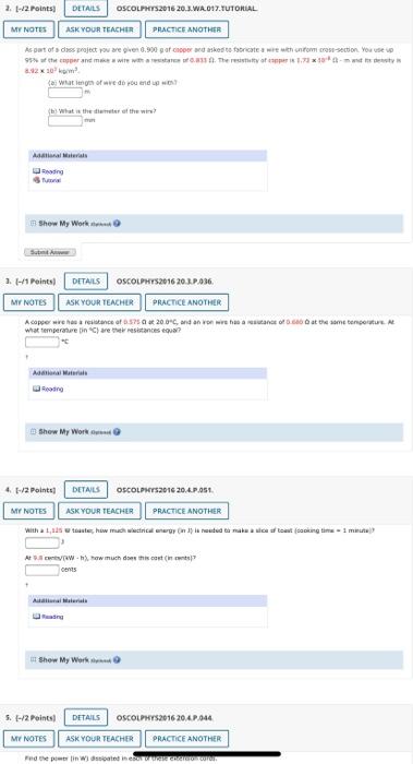 Solved 2 1 2 Points Details Oscolphys2016 20 3 Wa 017