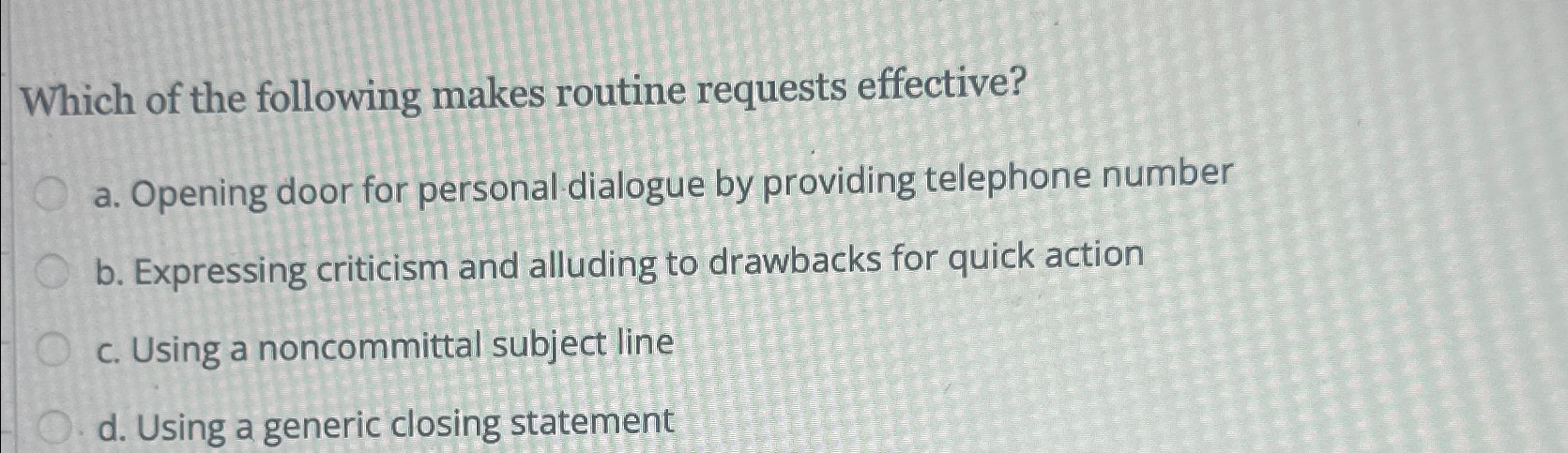 Solved Which of the following makes routine requests | Chegg.com