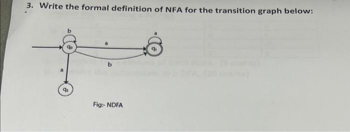 Solved 3. Write the formal definition of NFA for the | Chegg.com