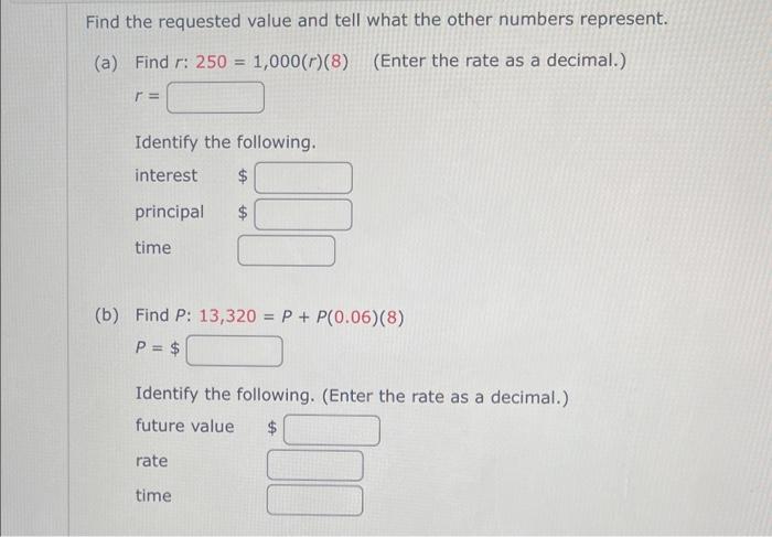 Solved Find the requested value and tell what the other | Chegg.com Solved Find the requested value and tell what the other | Chegg.com