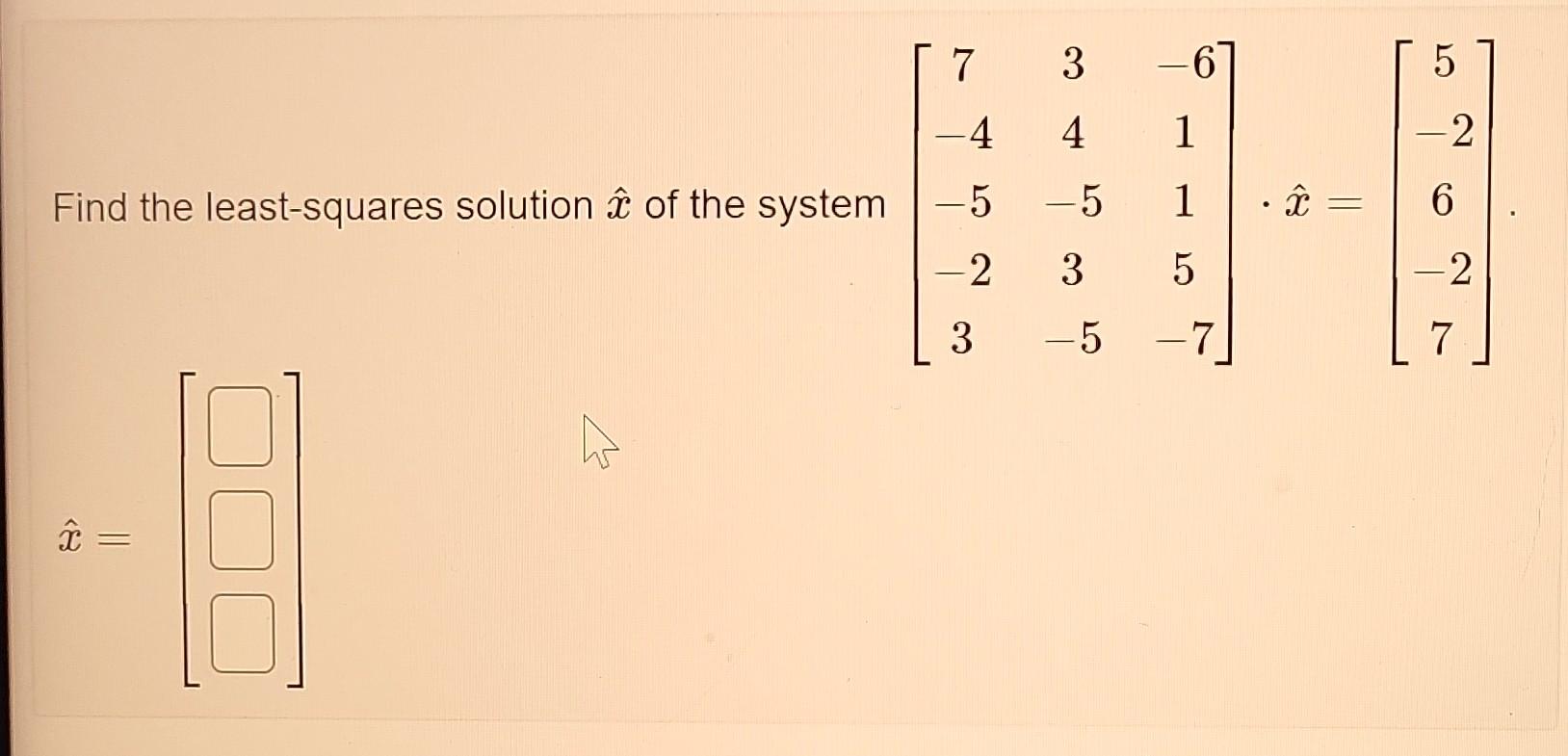 Solved Find the least-squares solution x^ of the system | Chegg.com