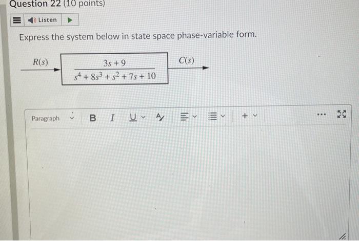 Solved Express the system below in state space | Chegg.com