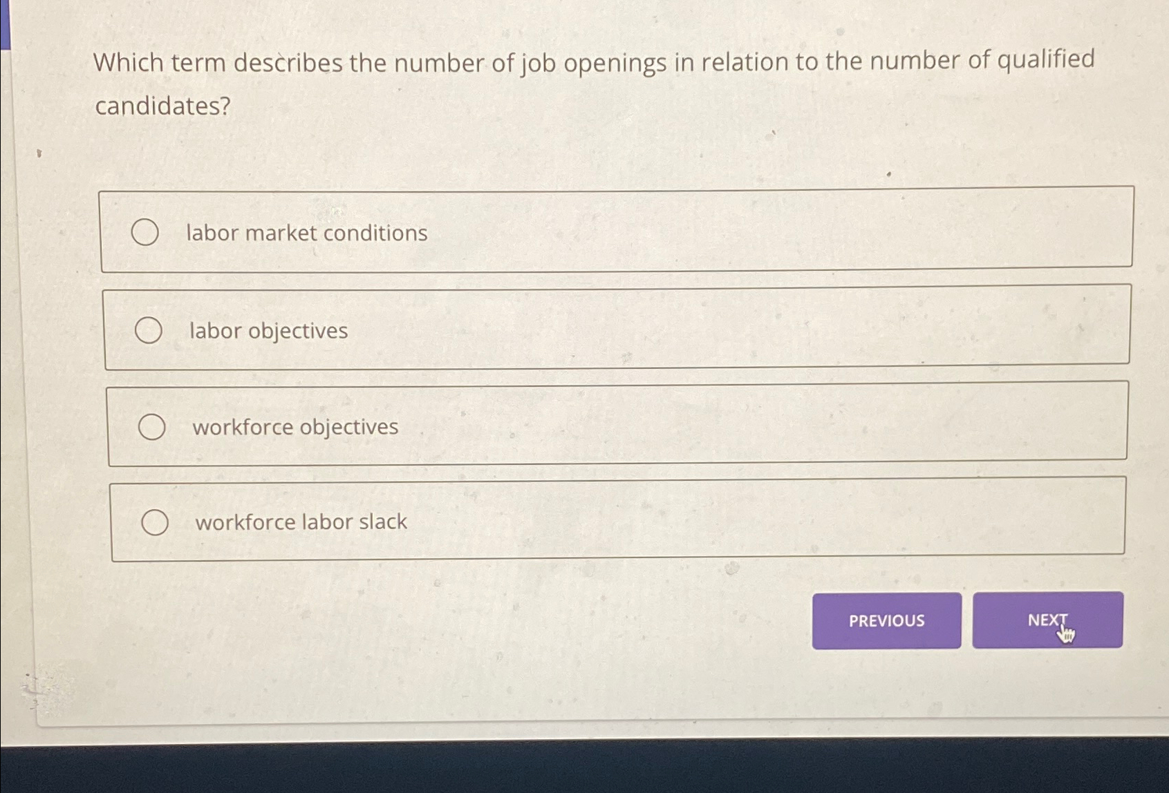 Solved Which term describes the number of job openings in | Chegg.com