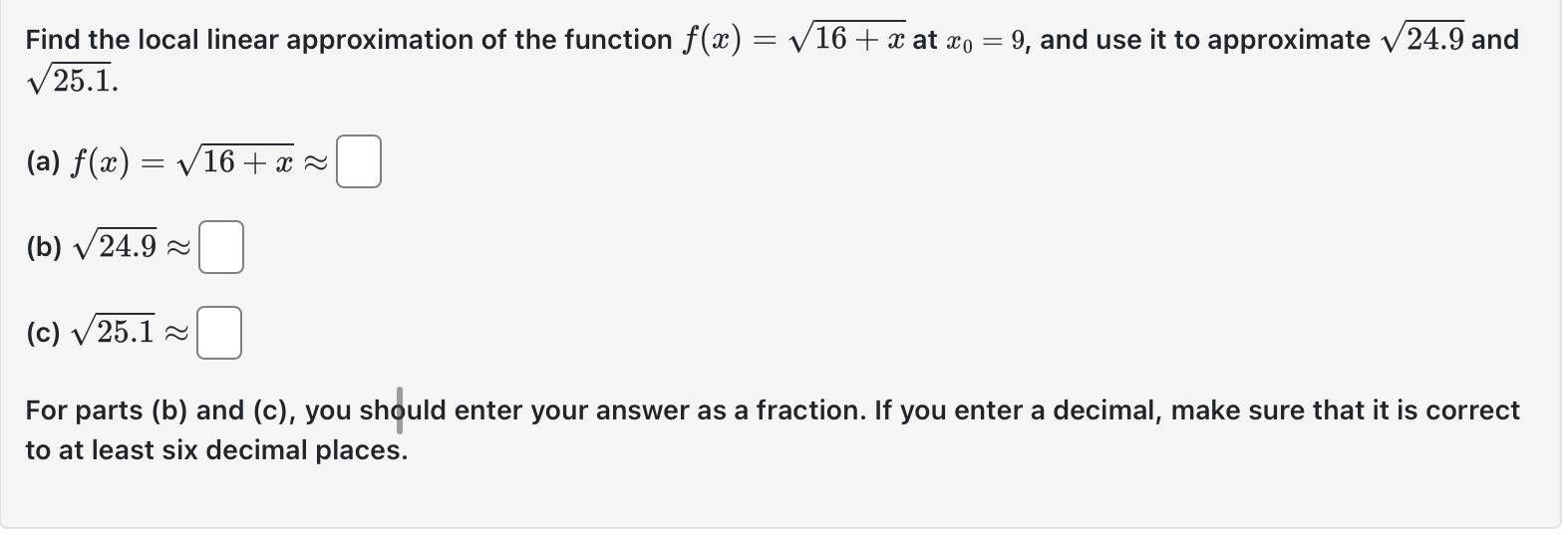 Find The Local Linear Approximation Of The Function 3599