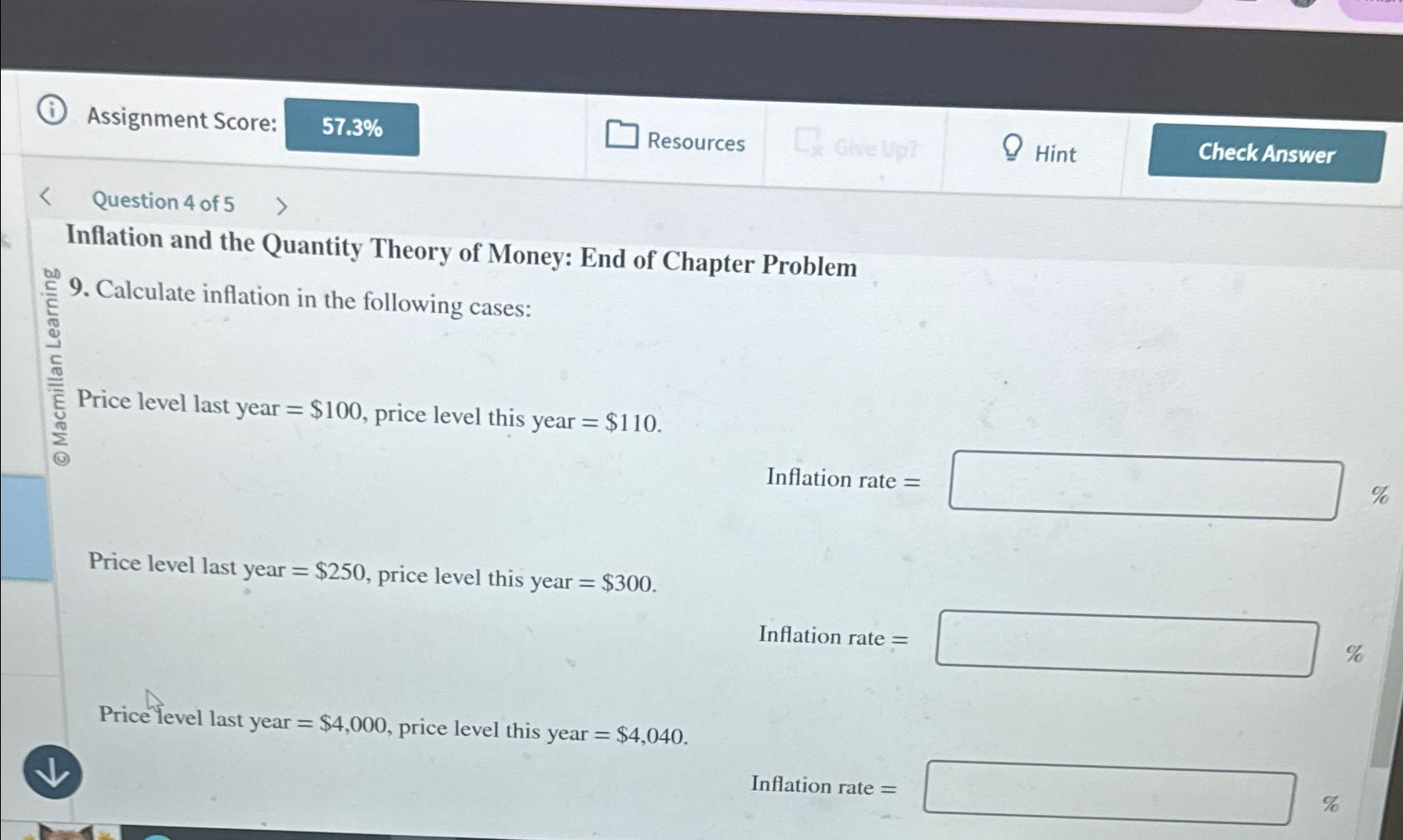 Solved Assignment Score:ResourcesHintQuestion 4 ﻿of | Chegg.com