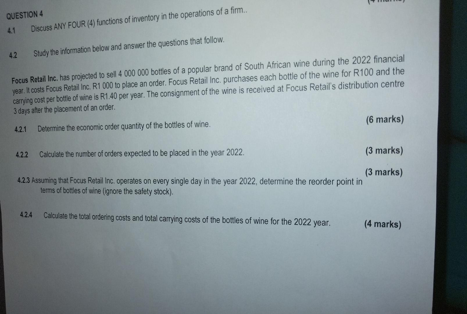 Solved QUESTION 4 4.1 Discuss ANY FOUR (4) functions of | Chegg.com