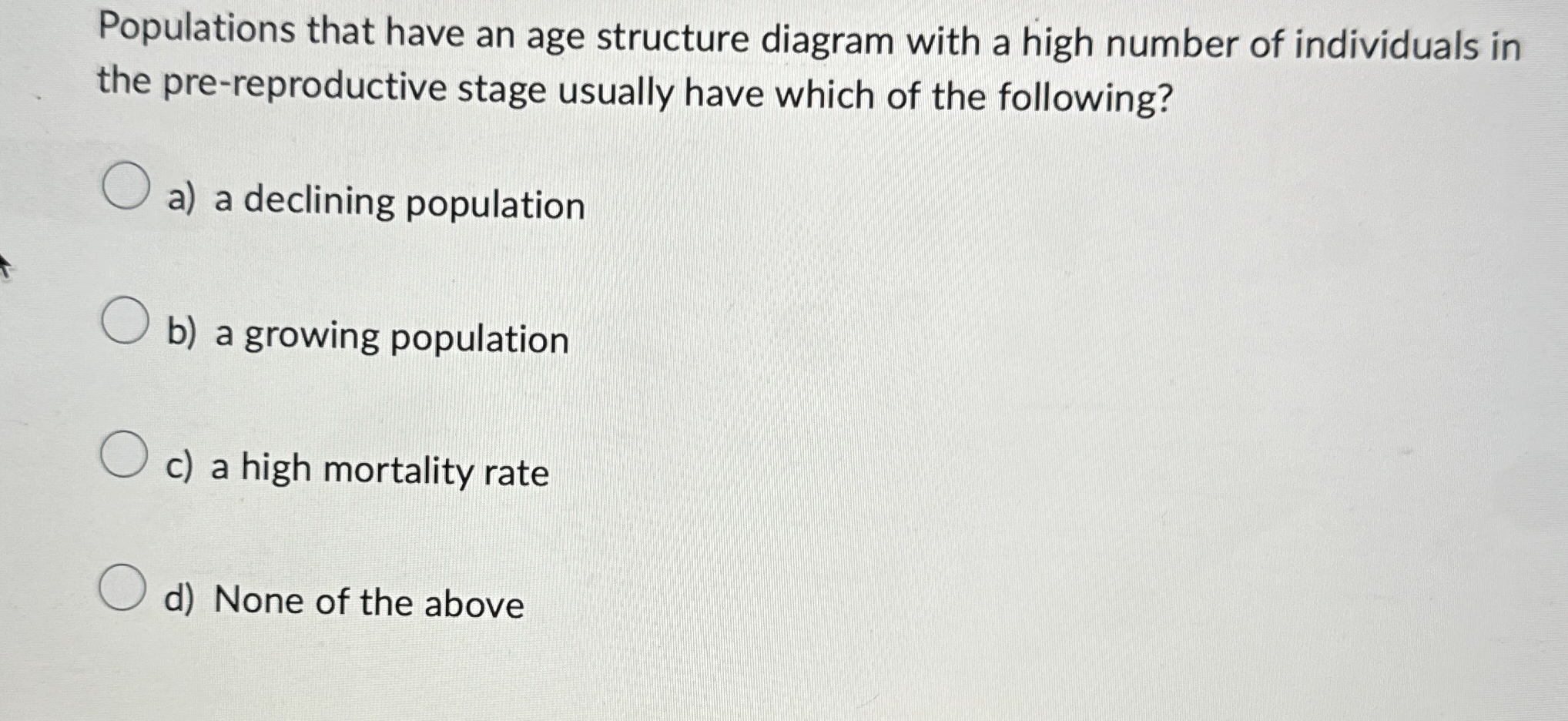 Solved Populations that have an age structure diagram with a | Chegg.com