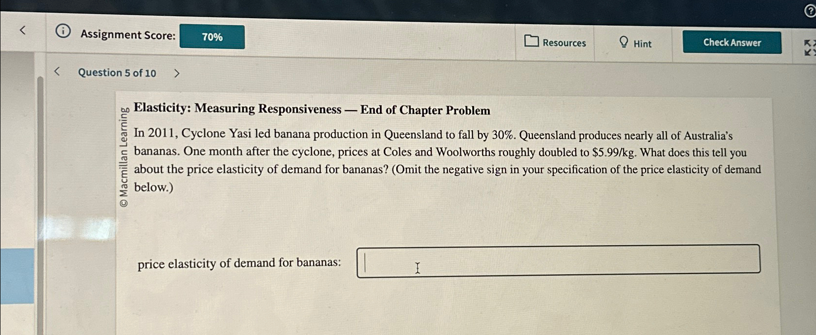 Solved Assignment Score:ResourcesHintQuestion 5 ﻿of | Chegg.com
