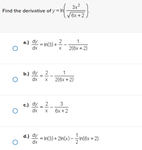 Solved Find the derivative of | Chegg.com