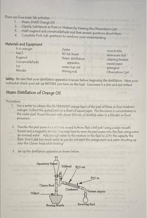 Solved Steam Distillation Pre-Lab This pre-lab assignment is | Chegg.com