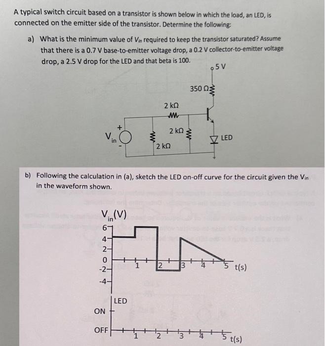 Solved A typical switch circuit based on a transistor is | Chegg.com