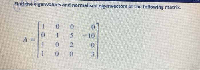 Solved Find the eigenvalues and normalised eigenvectors of | Chegg.com