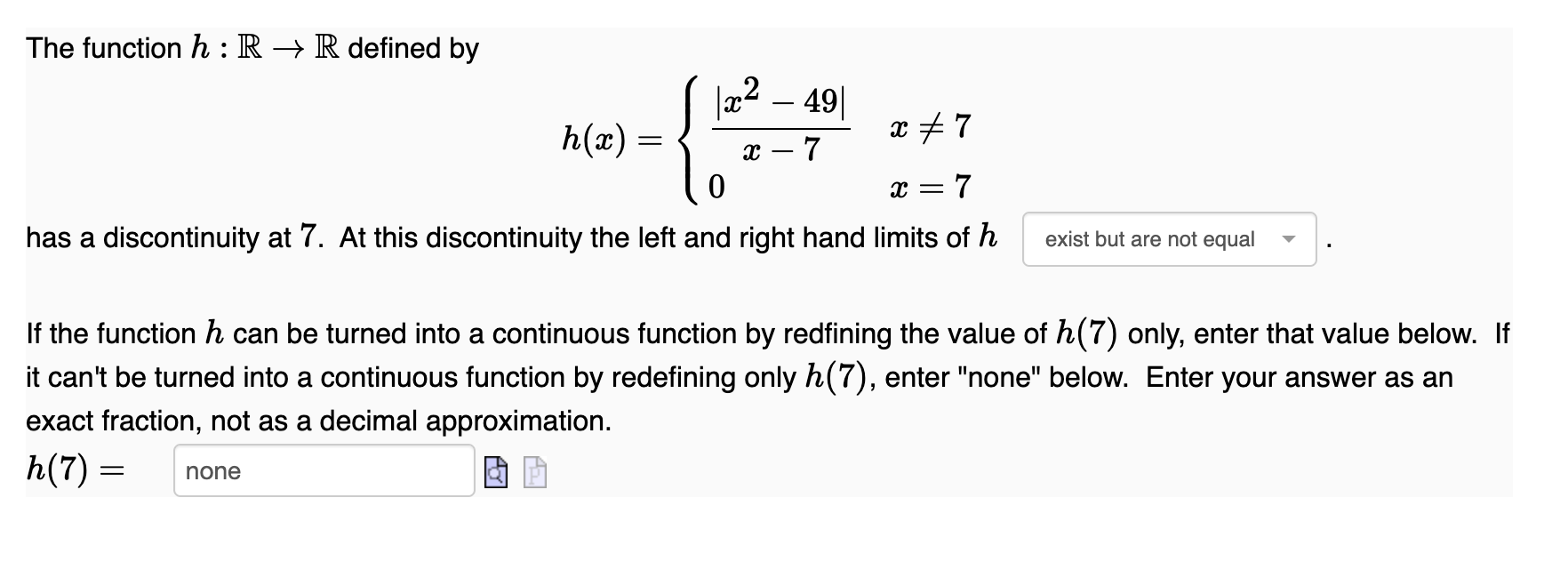 Solved The function h:R→R ﻿defined | Chegg.com