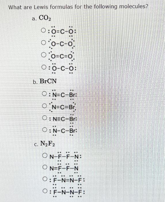 Solved What are Lewis formulas for the following molecules? | Chegg.com