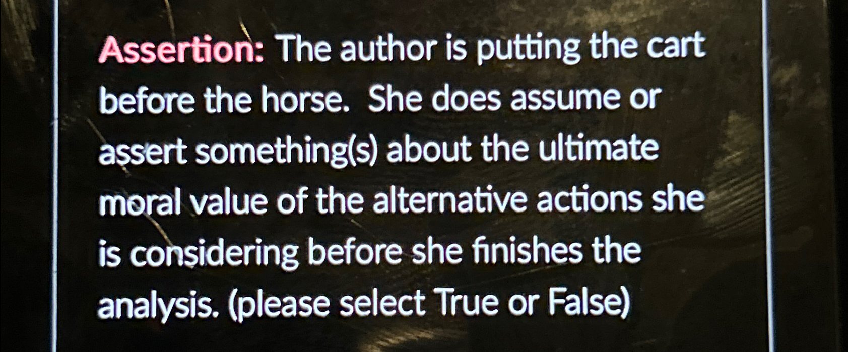 Solved Assertion: The author is putting the cart before the | Chegg.com Solved Assertion: The author is putting the cart before the | Chegg.com