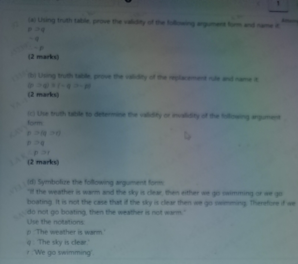 Solved 1(a) ﻿Using truth table prove the walidity of the | Chegg.com