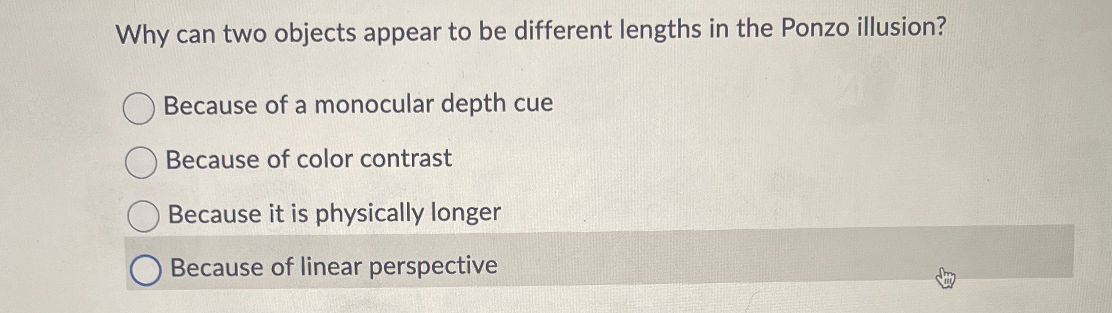 Solved Why can two objects appear to be different lengths in | Chegg.com