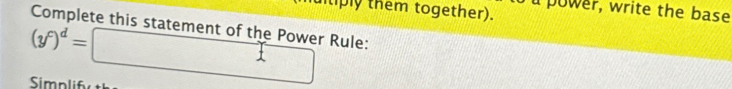 Solved Complete this statement(yc)d= ﻿ar Rule: | Chegg.com