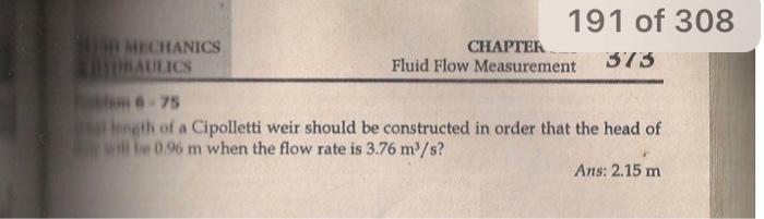 Solved MECHANICS RAULICS 191 of 308 CHAPTER Fluid Flow | Chegg.com