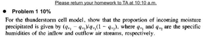Solved - Problem 110% For the thunderstorm cell model, show | Chegg.com